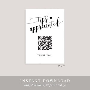 Tips Appreciated Wedding Bar Sign Template, Wedding Sign, Bar Sign With ...