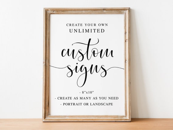 Unlimited Custom Signs Template Printable Custom Wedding | Etsy