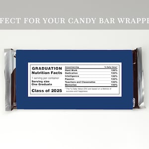 Graduation Nutrition Facts Label for Graduation Candy Bar Wrapper ...