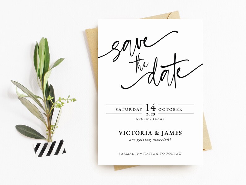 Script Save the Date Template Printable Save the Date | Etsy
