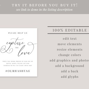 Capture the Love Sign, Wedding Hashtag Sign, Social Media Sign, Share ...