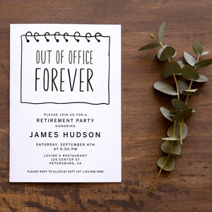 Out of Office Forever Retirement Party Invitation Template, Funny ...
