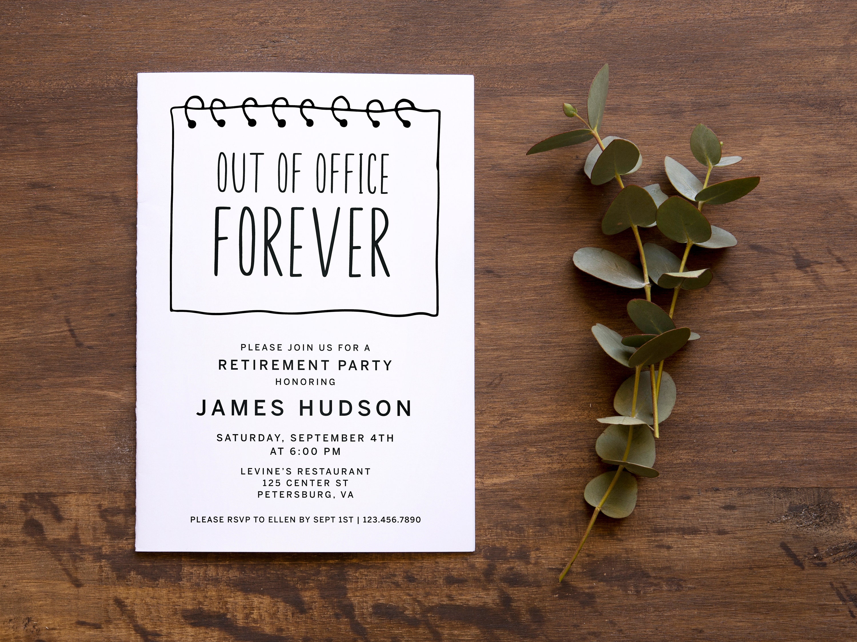 Out of Office Forever Retirement Party Invitation Template, Funny ...