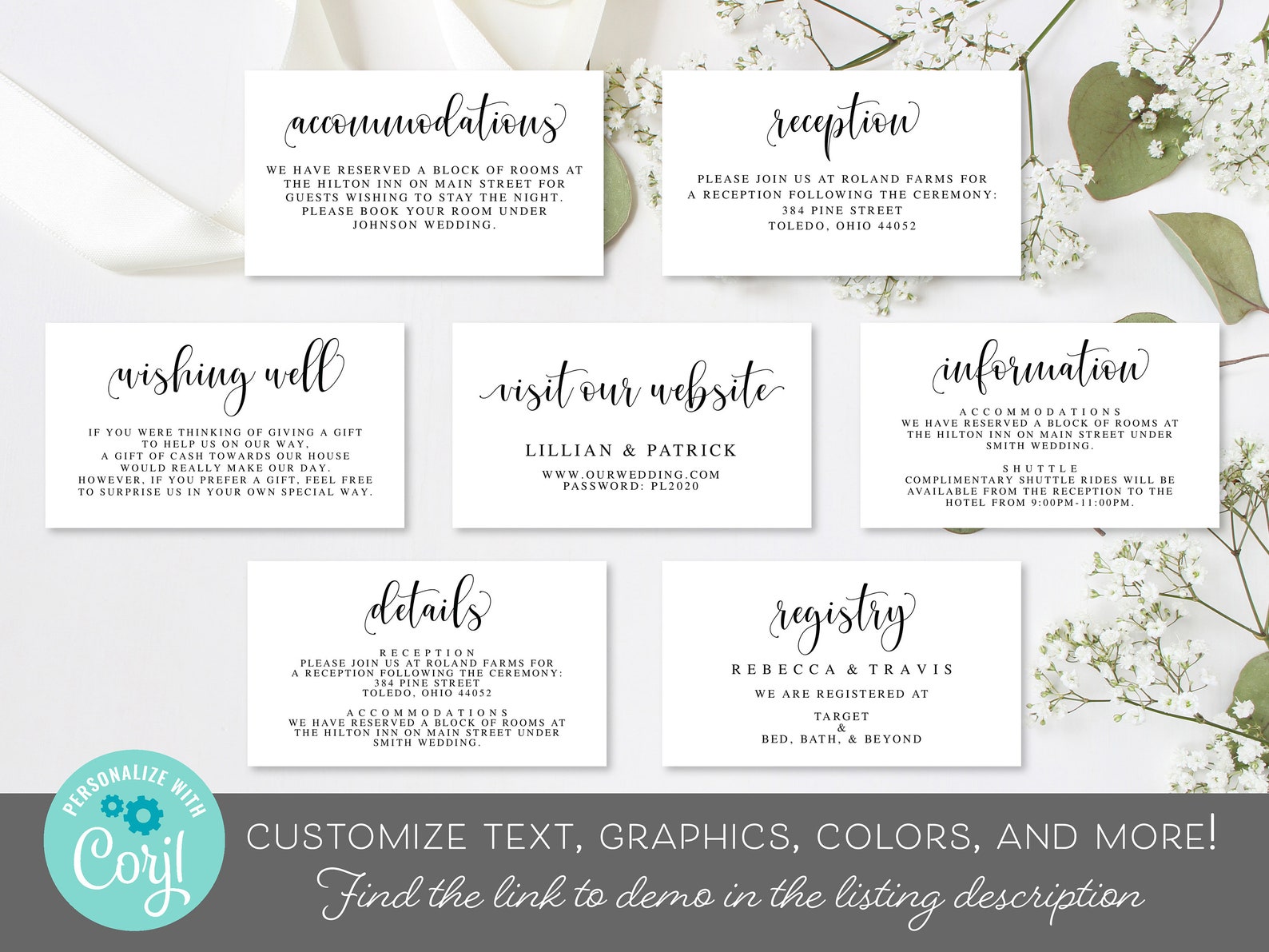 Printable Wedding Invitation Insert Cards Editable Insert | Etsy
