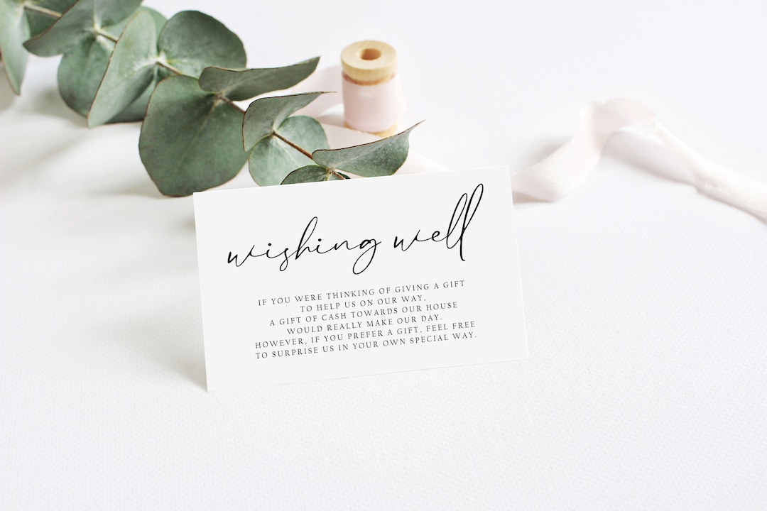 Printable Wishing Well Wedding Invitation Insert, Editable Wishing Well ...