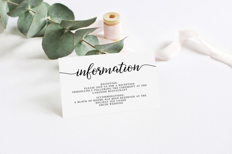 Printable Invitation Insert Card Templates Editable Visit Our | Etsy