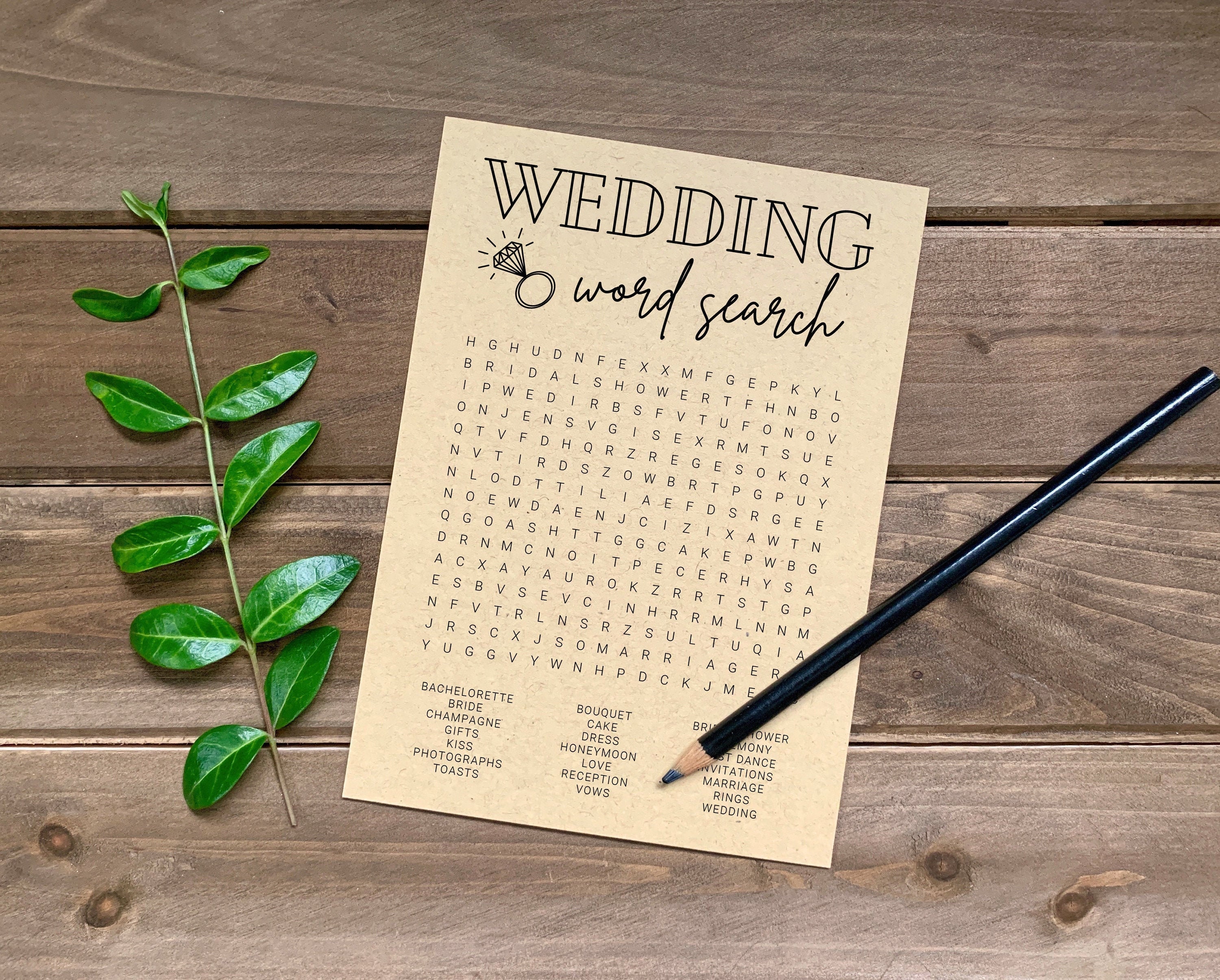 Printable Bridal Shower Word Search Game Bridal Shower Game | Etsy
