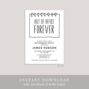 Out of Office Forever Retirement Party Invitation Template, Funny ...
