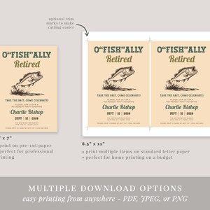 O-fish-ally Retired Fishing Theme Retirement Party Invitation Template ...