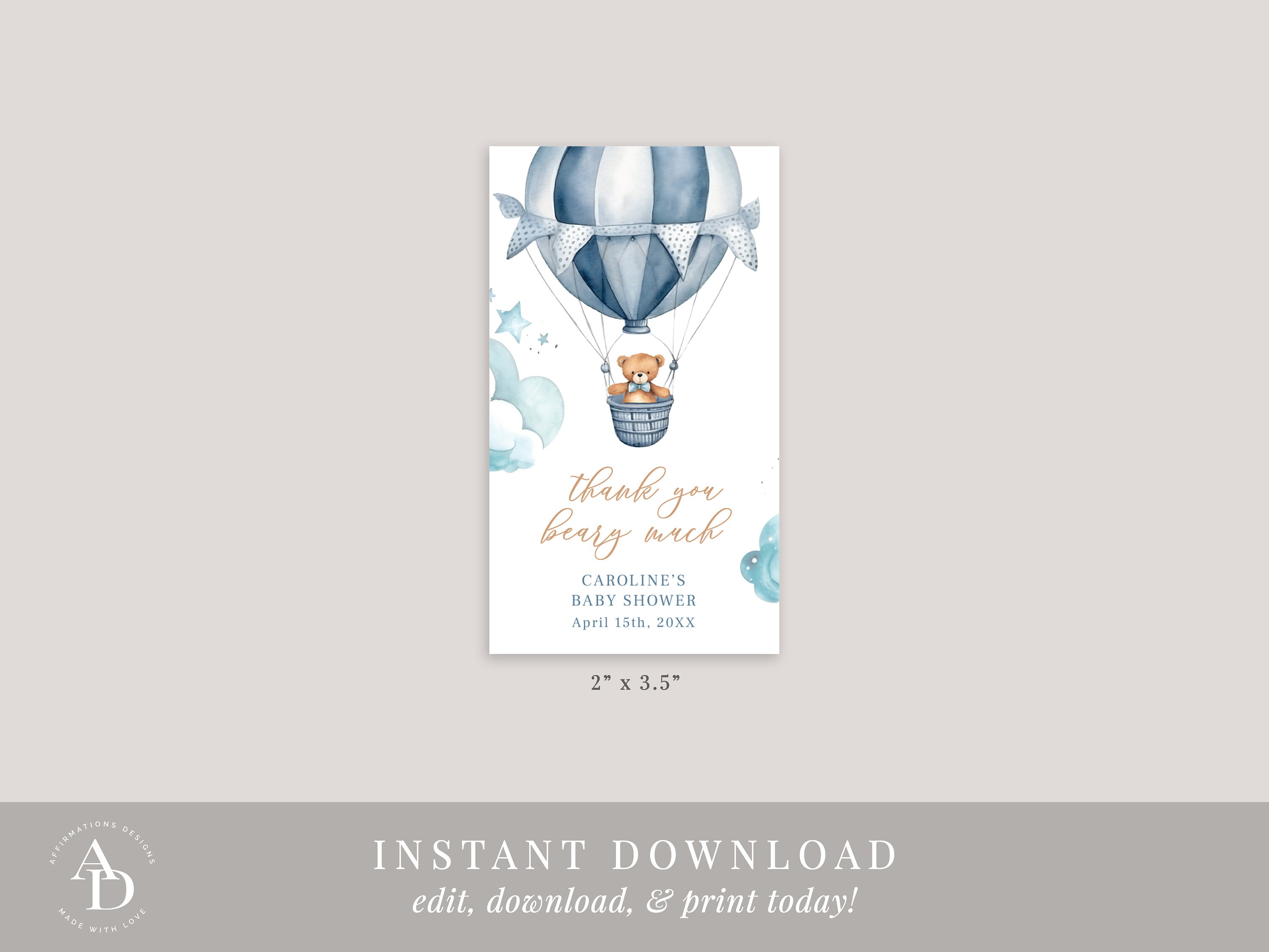 Graduation Party Thank You Tag Template, Graduation Party Favor Tag ...