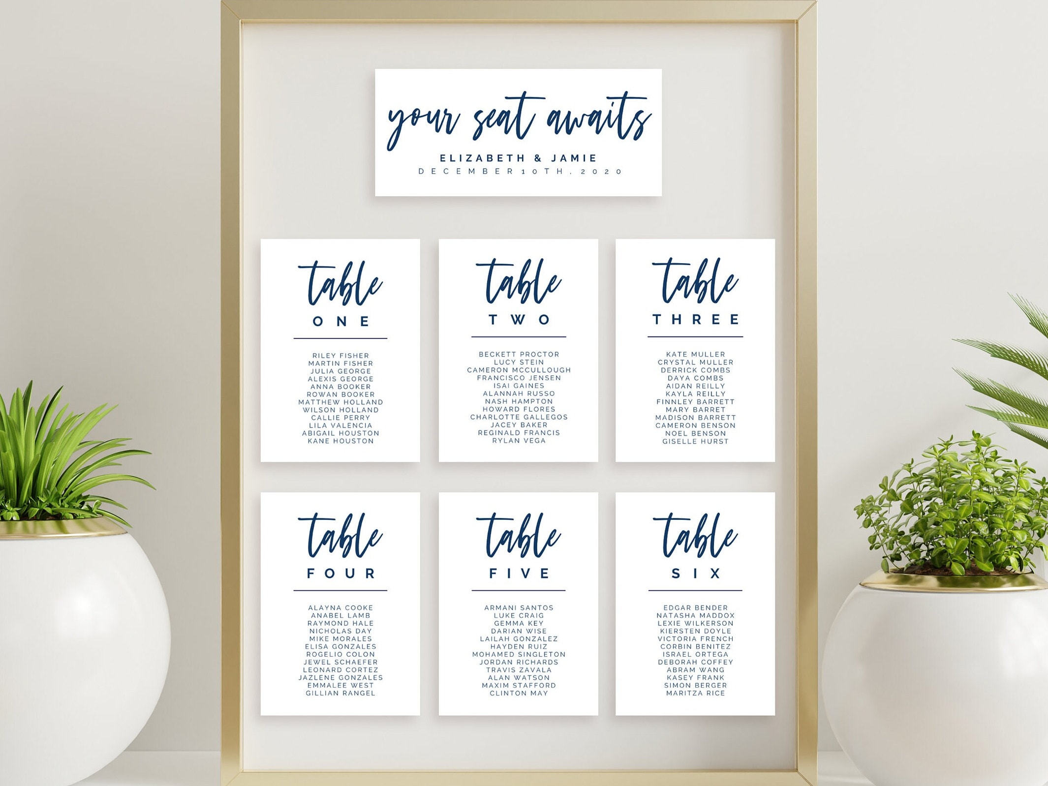 Navy Blue Printable Seating Chart Sign Editable Seating Plan - Etsy
