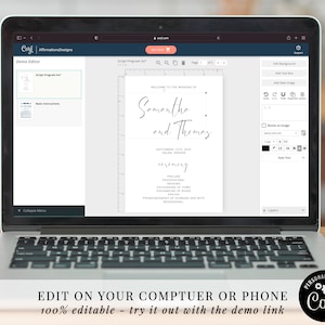 Elegant Script Wedding Program Template, Printable Order of Ceremony ...
