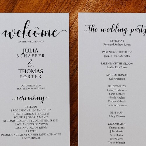 Rustic Wedding Program Template Fully Editable Wedding - Etsy