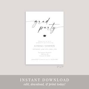 Minimalist Graduation Party Invitation Template, Minimalist Grad Party ...