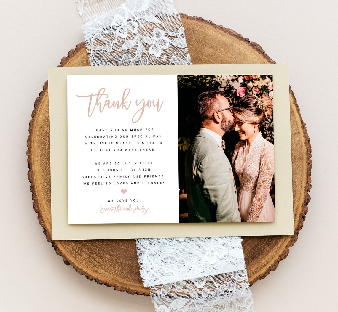 Photo Thank You Card Template Editable Photo Wedding Thank - Etsy