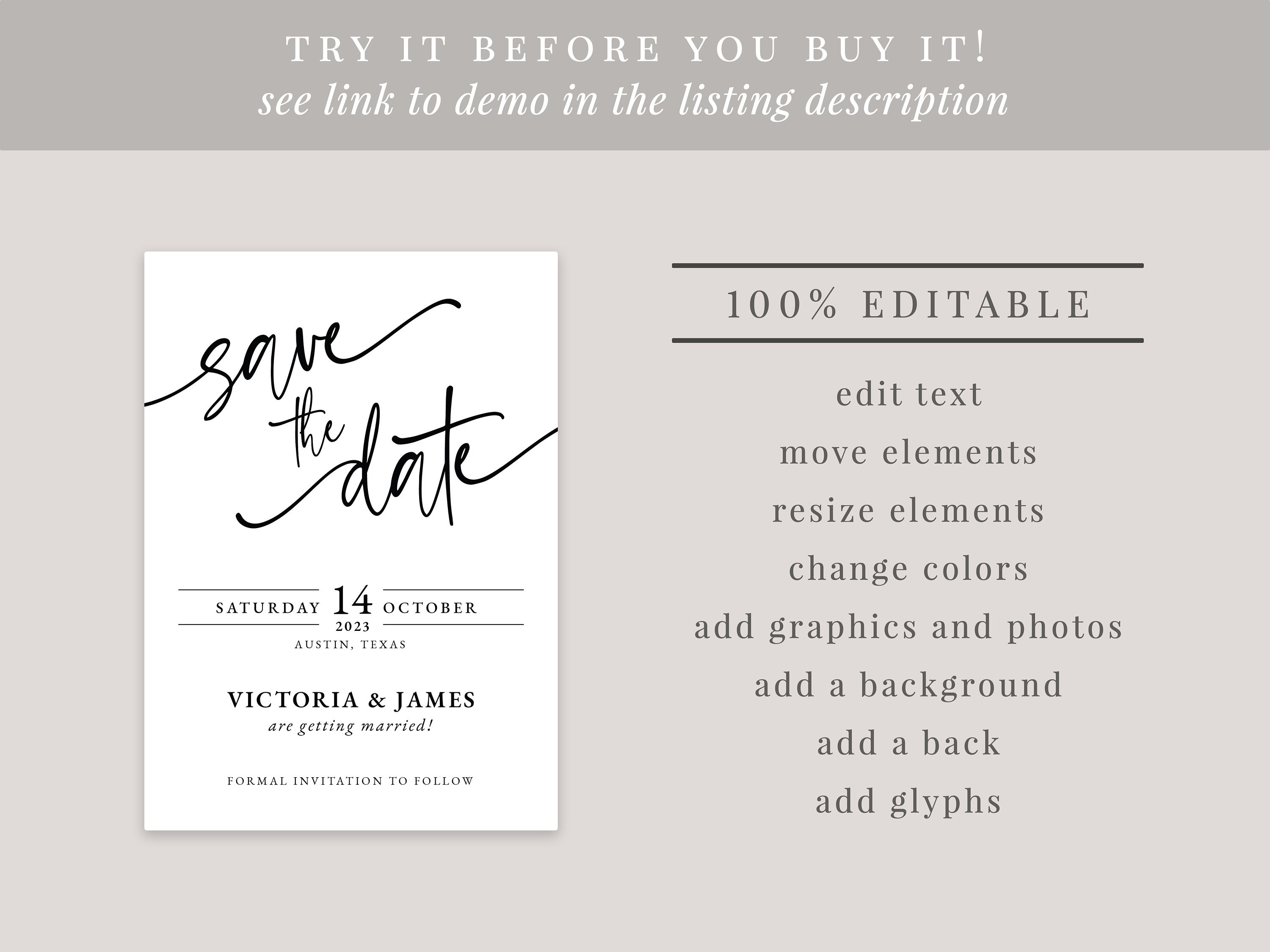 Script Save the Date Template Printable Save the Date | Etsy