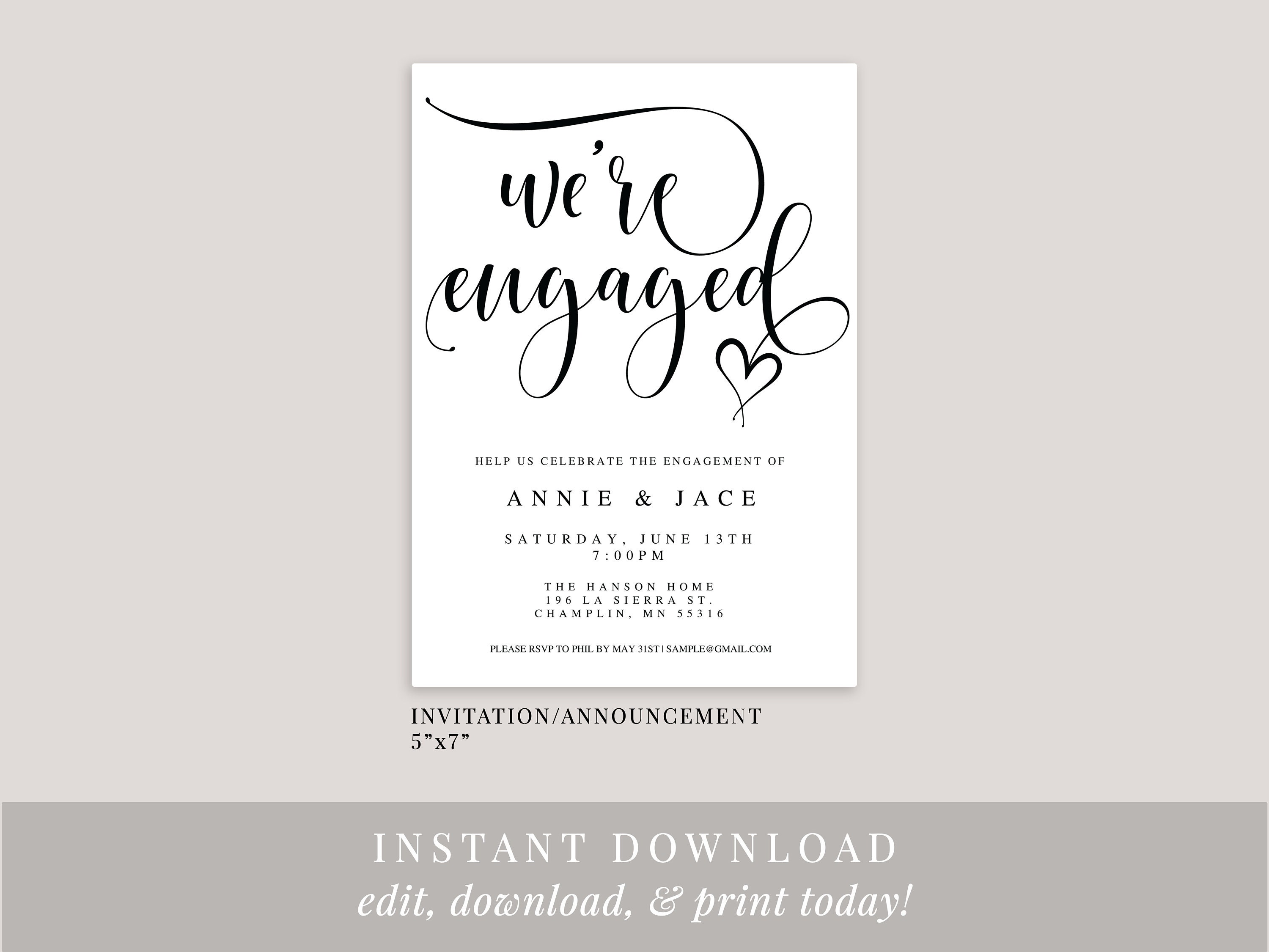 Printable Engagement Announcement We're Engaged Editable | Etsy Australia