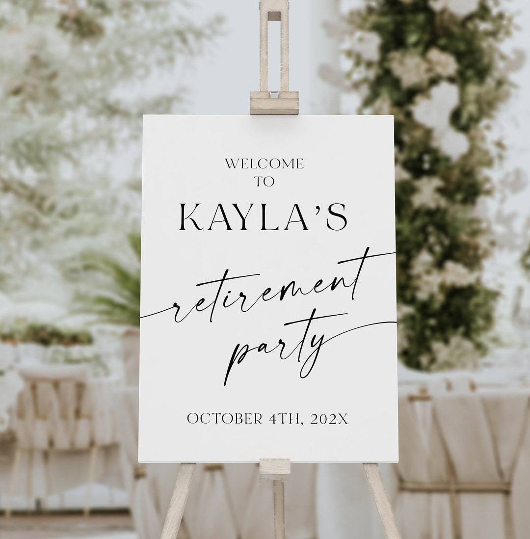 Minimalist Retirement Party Sign Template, Retirement Party Welcome ...