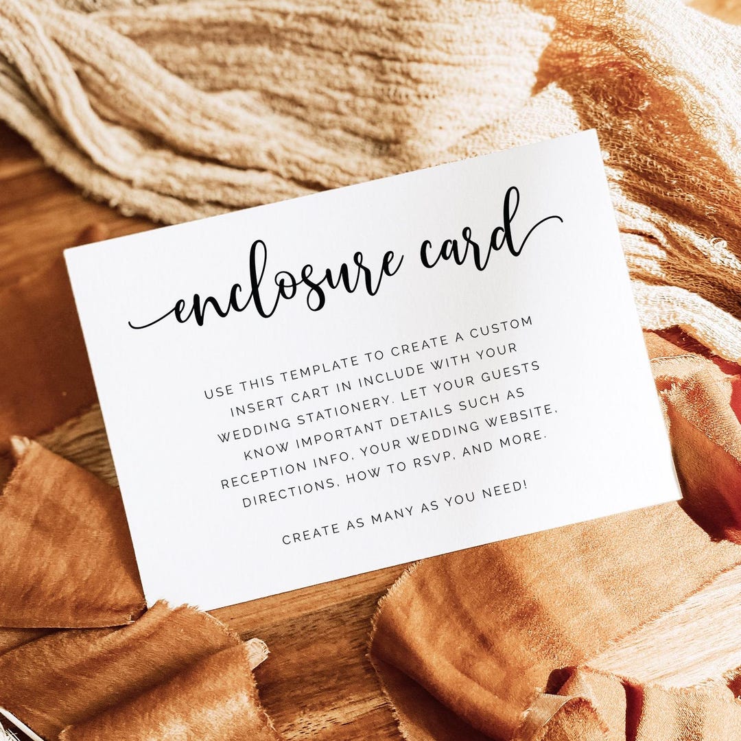 Script Wedding Invitation Enclosure Card Template, Printable Invitation ...