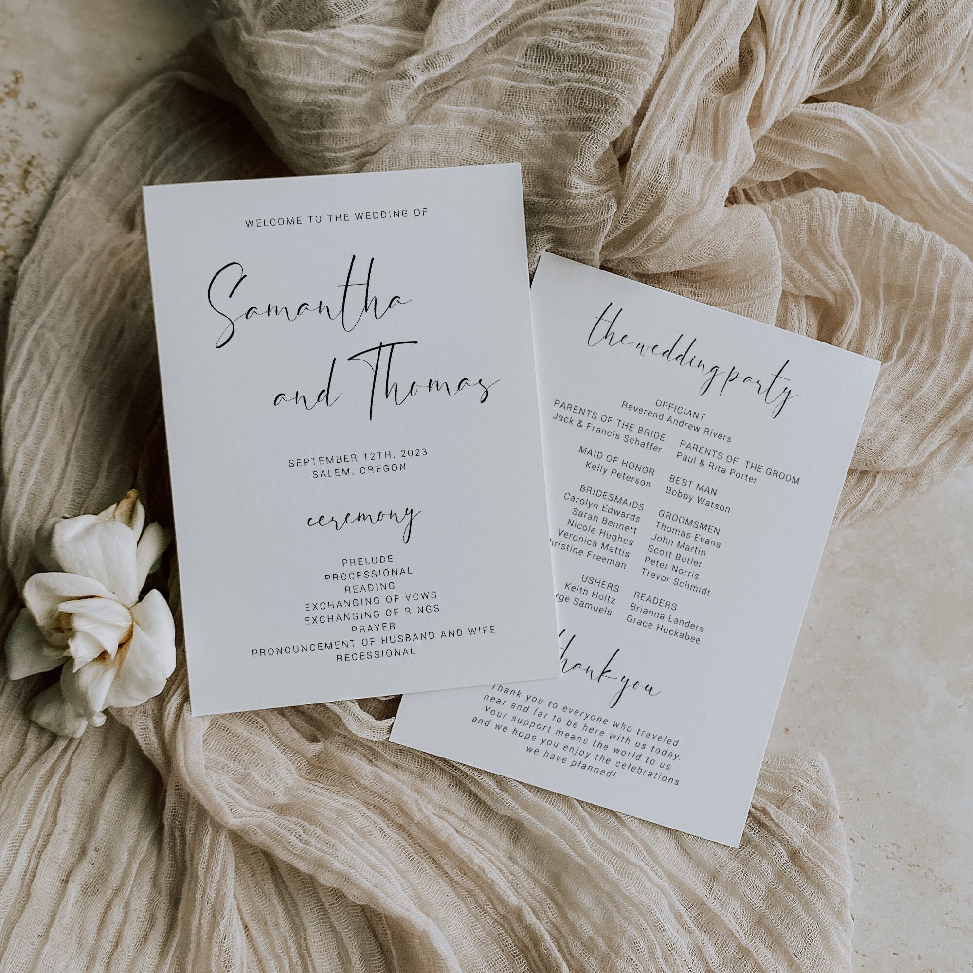 Elegant Script Wedding Program Template Printable Order of - Etsy