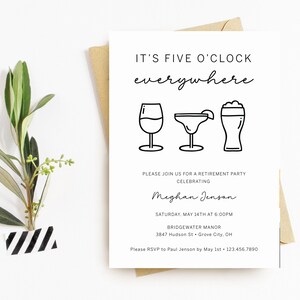 It's Five O'clock Everywhere Retirement Party Invitation Template ...