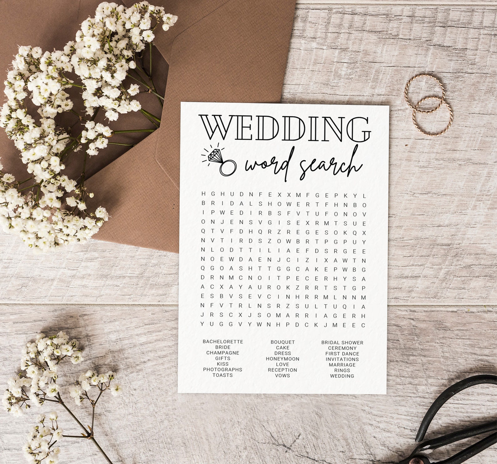 Printable Bridal Shower Word Search Game Bridal Shower Game | Etsy