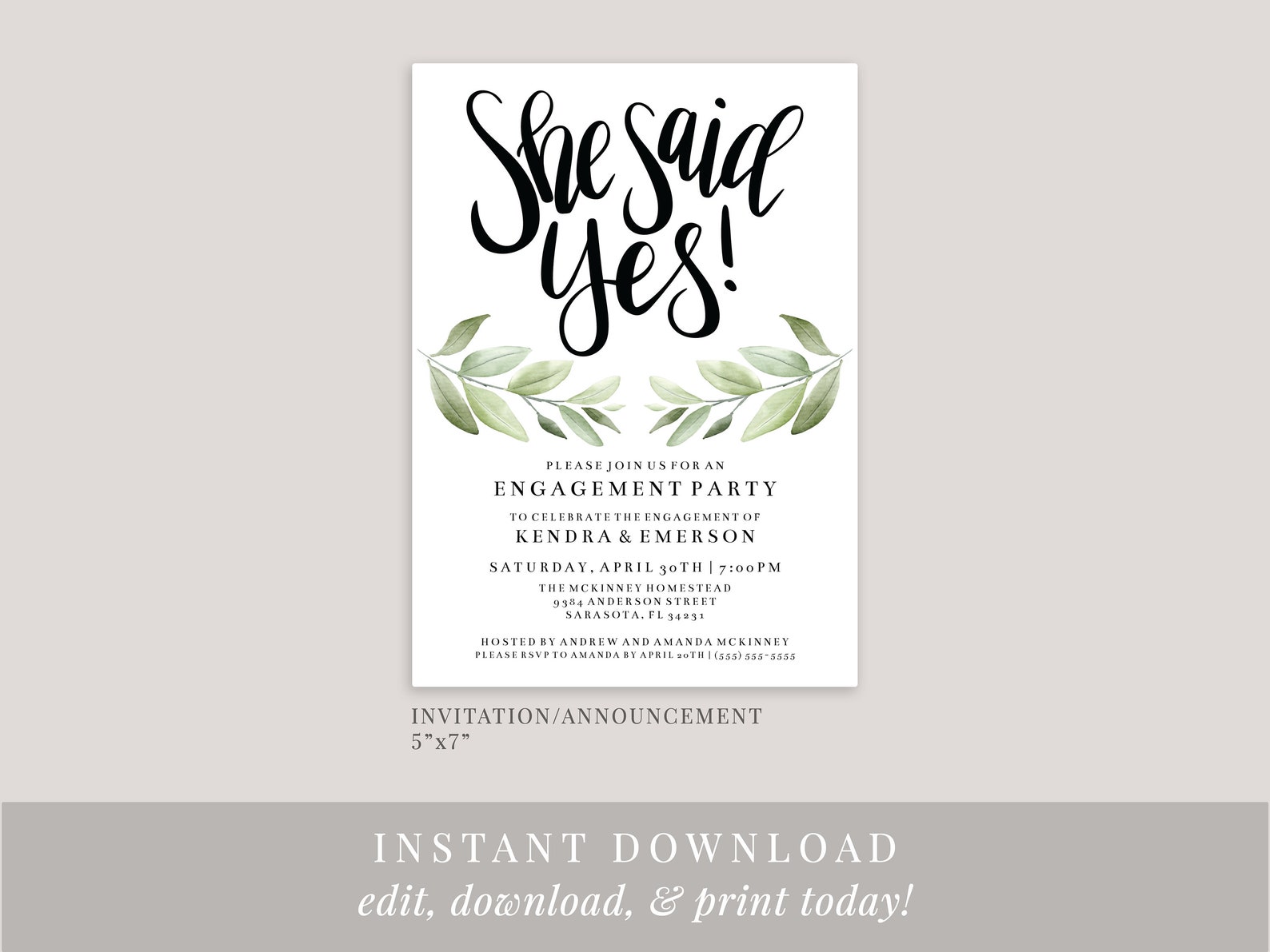 Printable Engagement Announcement Editable Engagement Party | Etsy