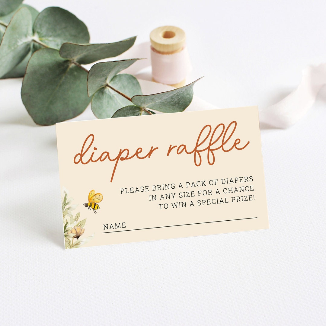 Bees and Honey Baby Shower Diaper Raffle Ticket, Baby Shower Invitation ...