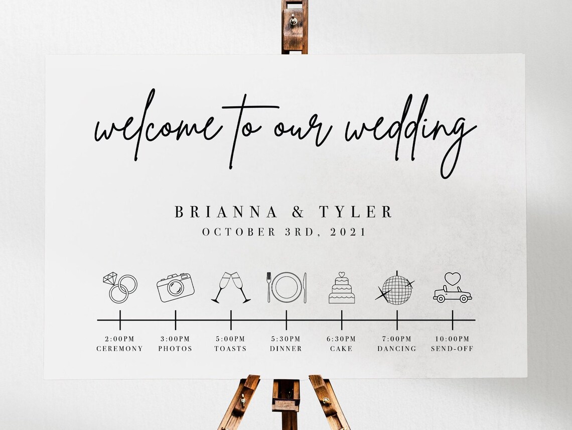 Wedding Timeline Welcome Sign, Printable Welcome Wedding Poster ...