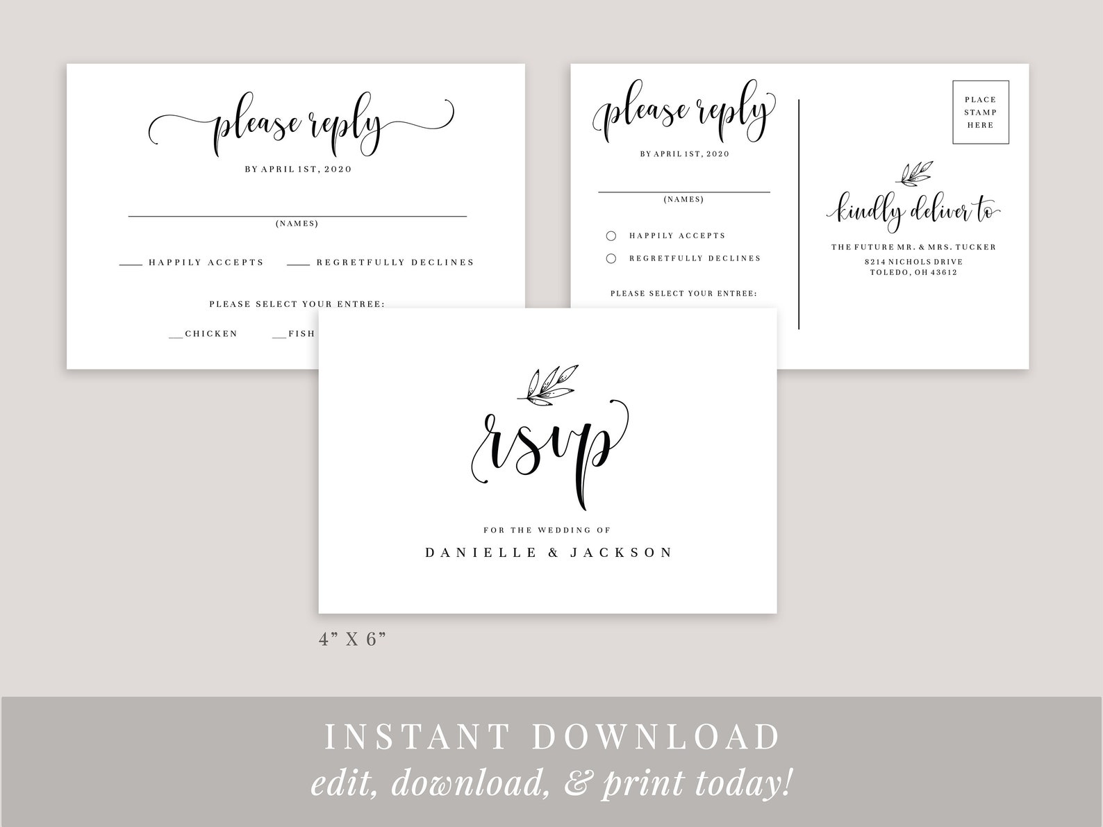 Printable Wedding RSVP Card Template, RSVP Invitation Insert, RSVP ...