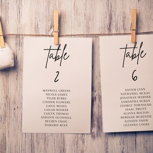 Signature Printable Seating Chart, Script Table Number Template ...