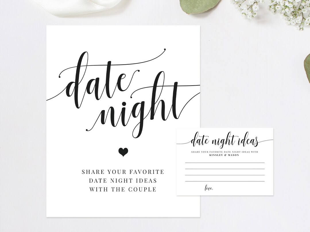 Date Night Ideas Wedding Game Template, Share Your Date Night Ideas ...