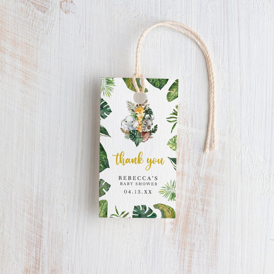 Safari Animals Baby Shower Thank You Tag Template, Baby Animals Baby ...