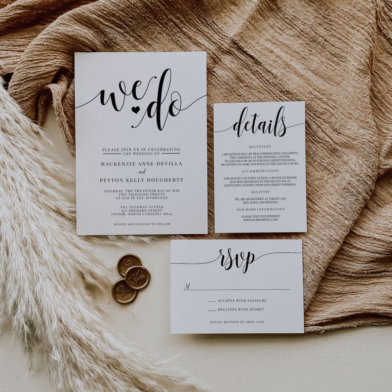 Printable Rustic Wedding Invitation Template We Do Wedding - Etsy