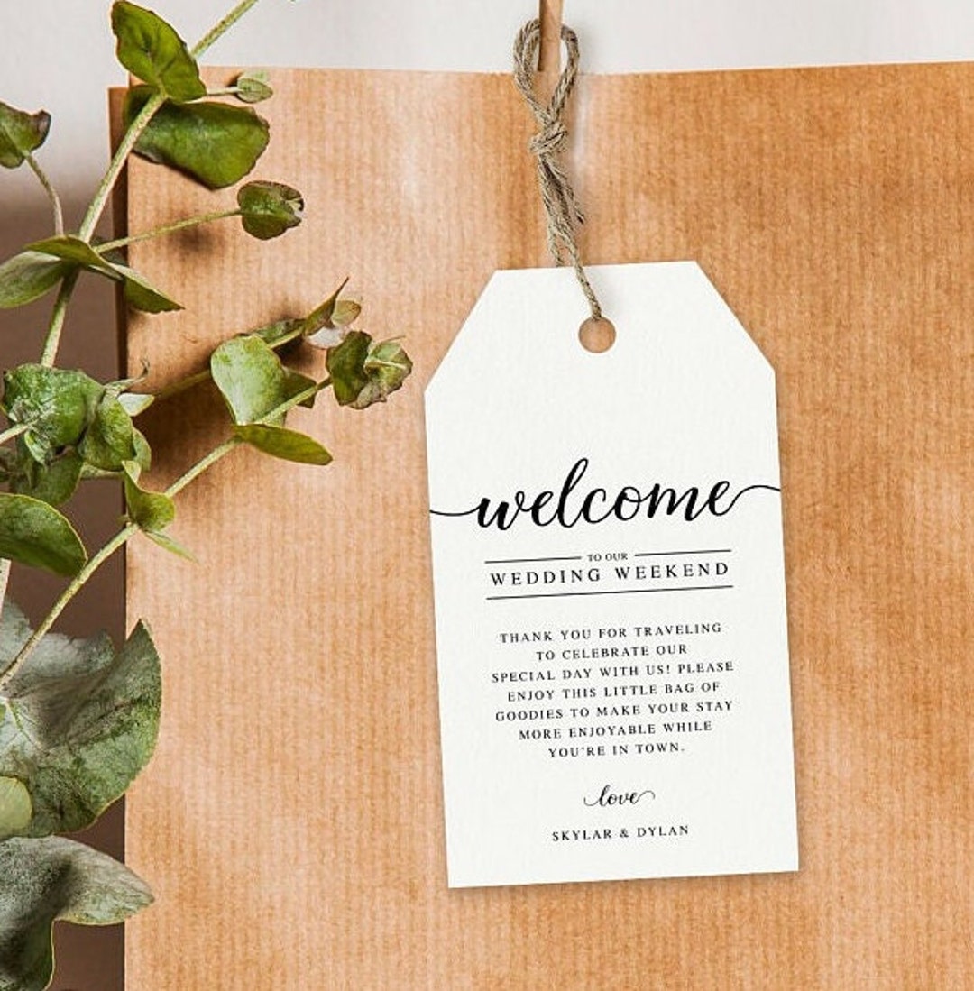 Wedding Weekend Welcome Tag Template, Printable Welcome Bag Tag ...