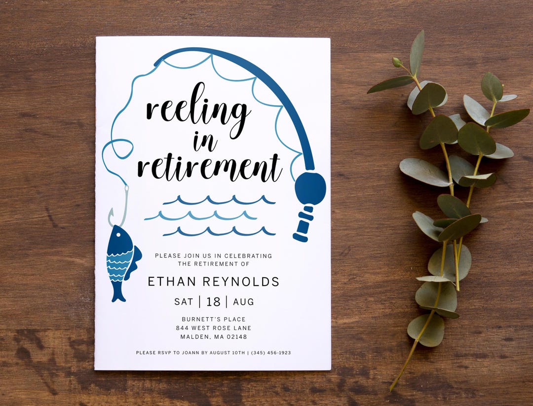 Reeling in Retirement Party Invitation Template, Fishing Retirement ...