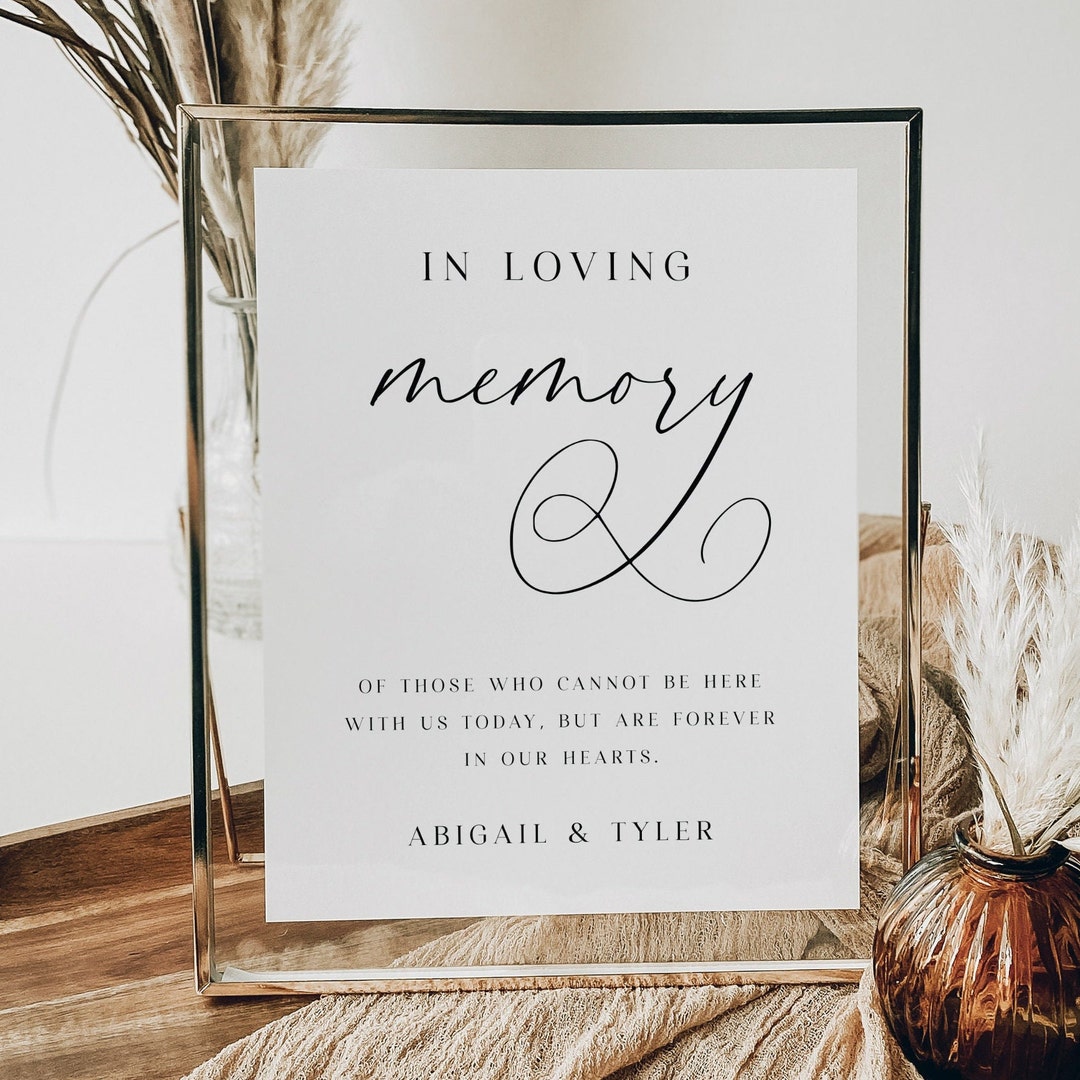 In Loving Memory Wedding Sign, Printable Sign, Wedding Sign Template ...