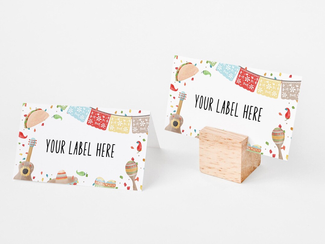 Fiesta Name Label or Food Label Template, Name Card Template, Food Sign ...