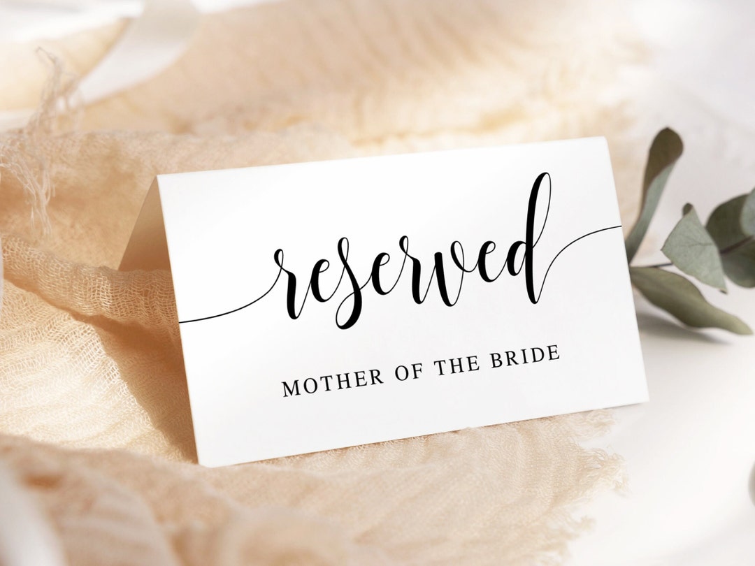 Reserved Wedding Place Cards, Printable Reserved Table Sign, Wedding ...