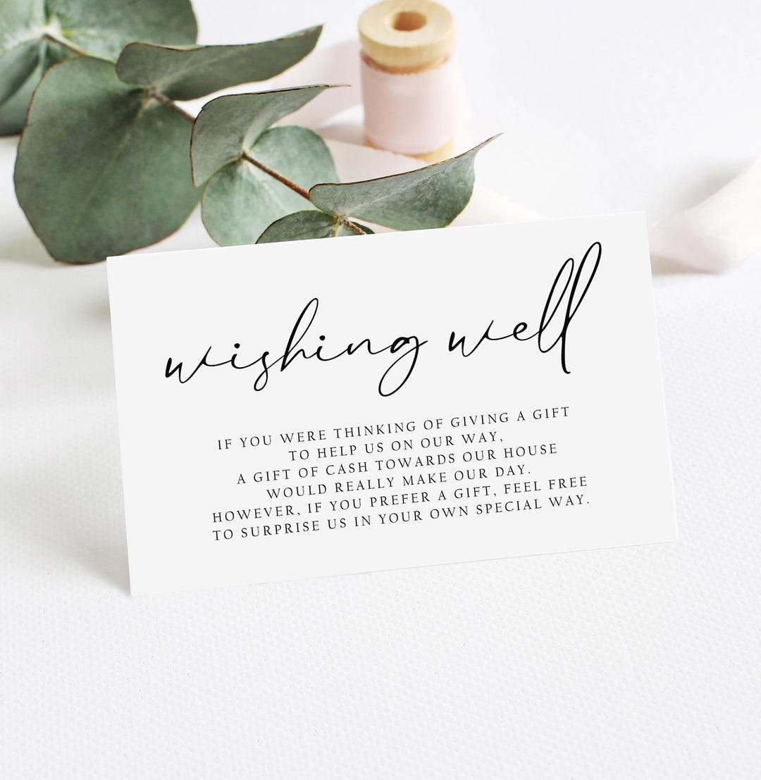 Printable Wishing Well Wedding Invitation Insert, Editable Wishing Well ...