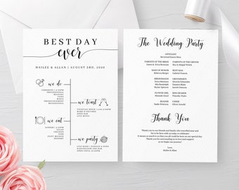 Rustic Wedding Program Template | Etsy