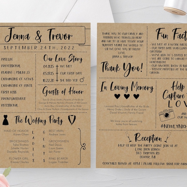 Wedding Program Template (You'll Enjoy) - Etsy