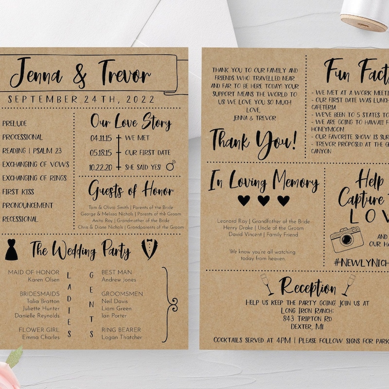 Rustic Wedding Program Template - Etsy