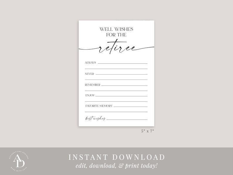 Well Wishes for the Retiree Retirement Party Template, Retirement Party ...