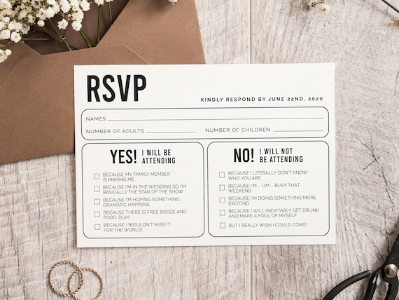 Funny Printable Wedding RSVP Card Editable Wedding RSVP - Etsy