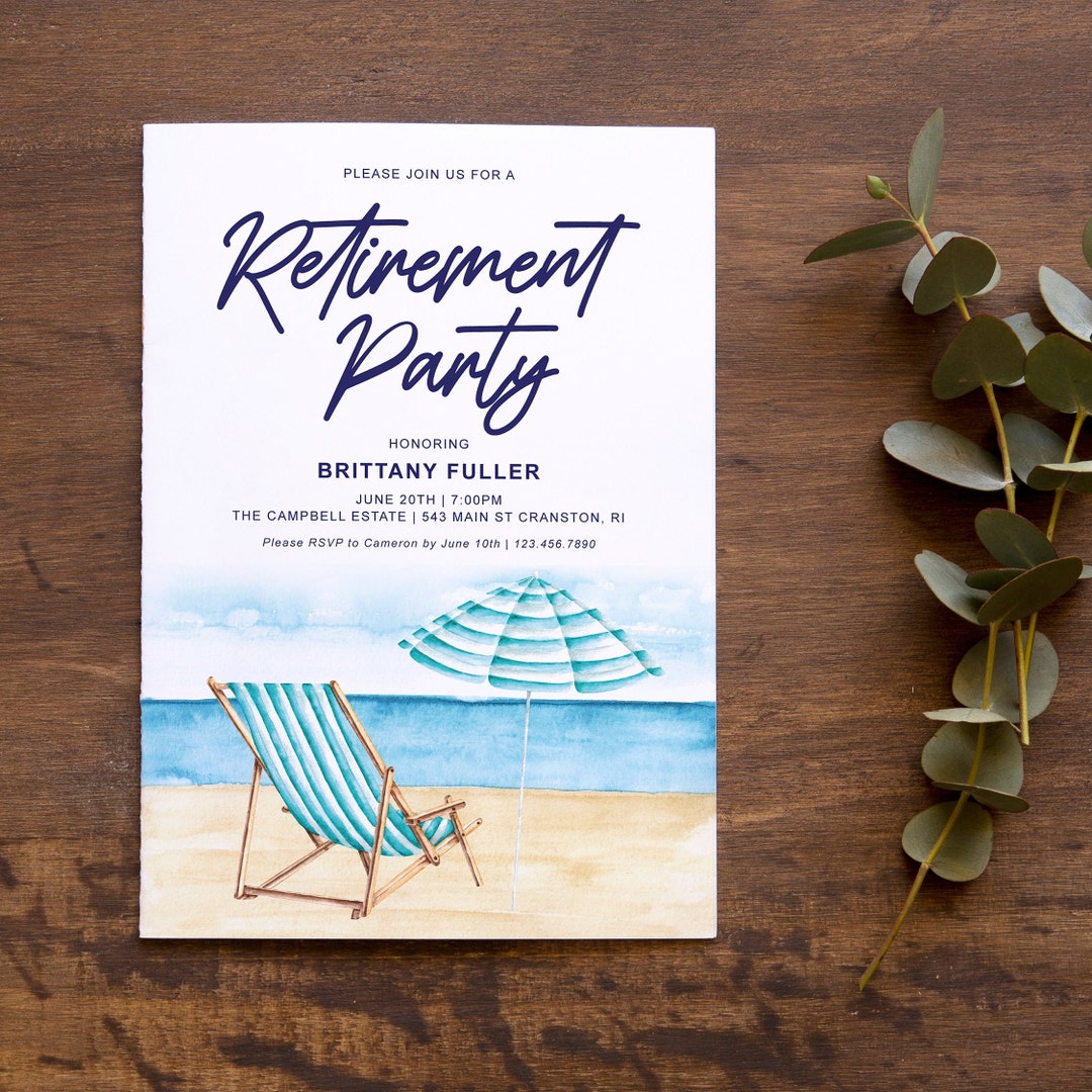 Retirement Party Invitation Template, Beach Retirement Party ...