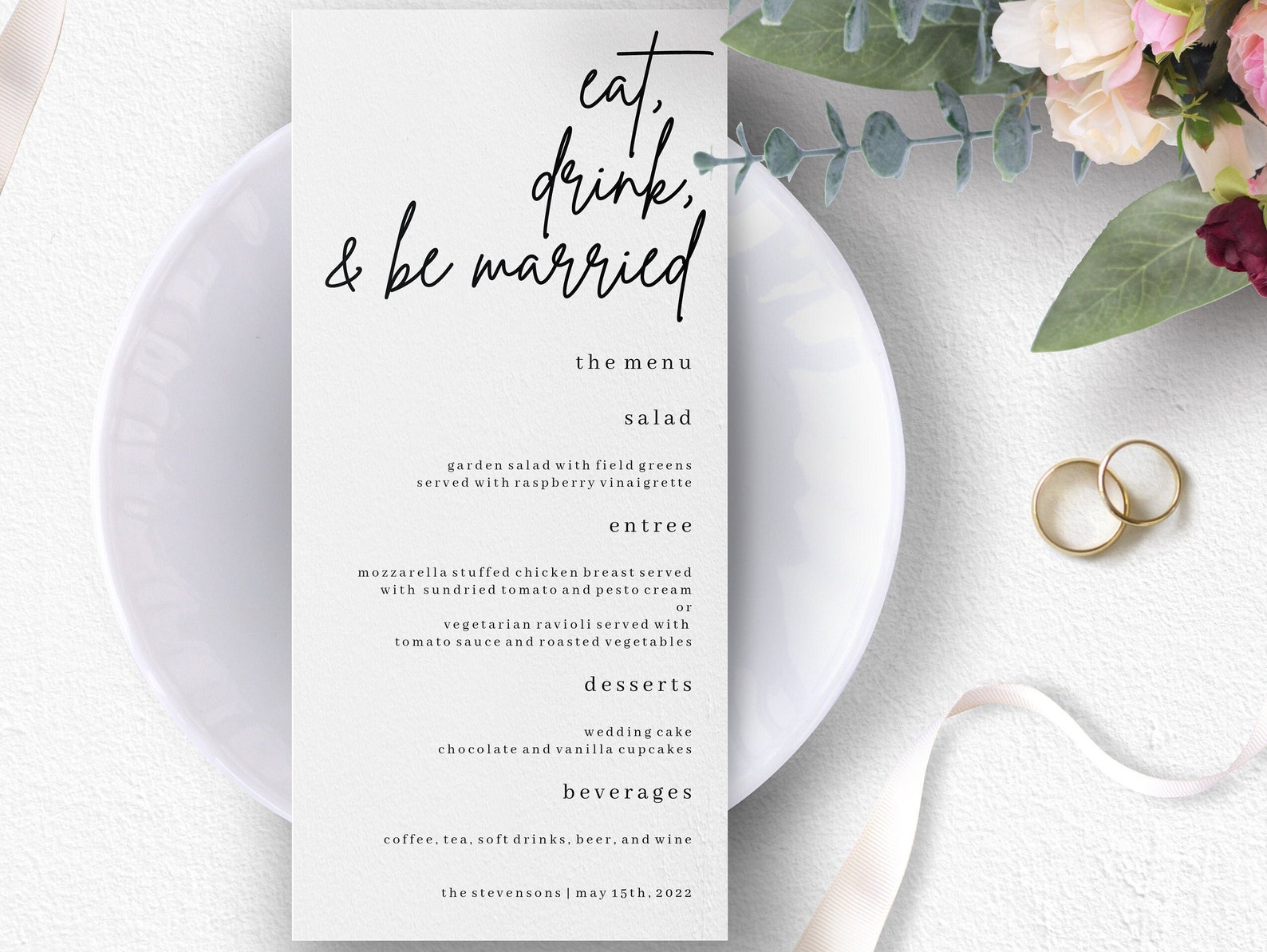 Printable Wedding Menu Template Editable Wedding Menu Eat - Etsy