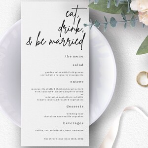 Printable Wedding Menu Template, Editable Wedding Menu, Eat, Drink, and ...