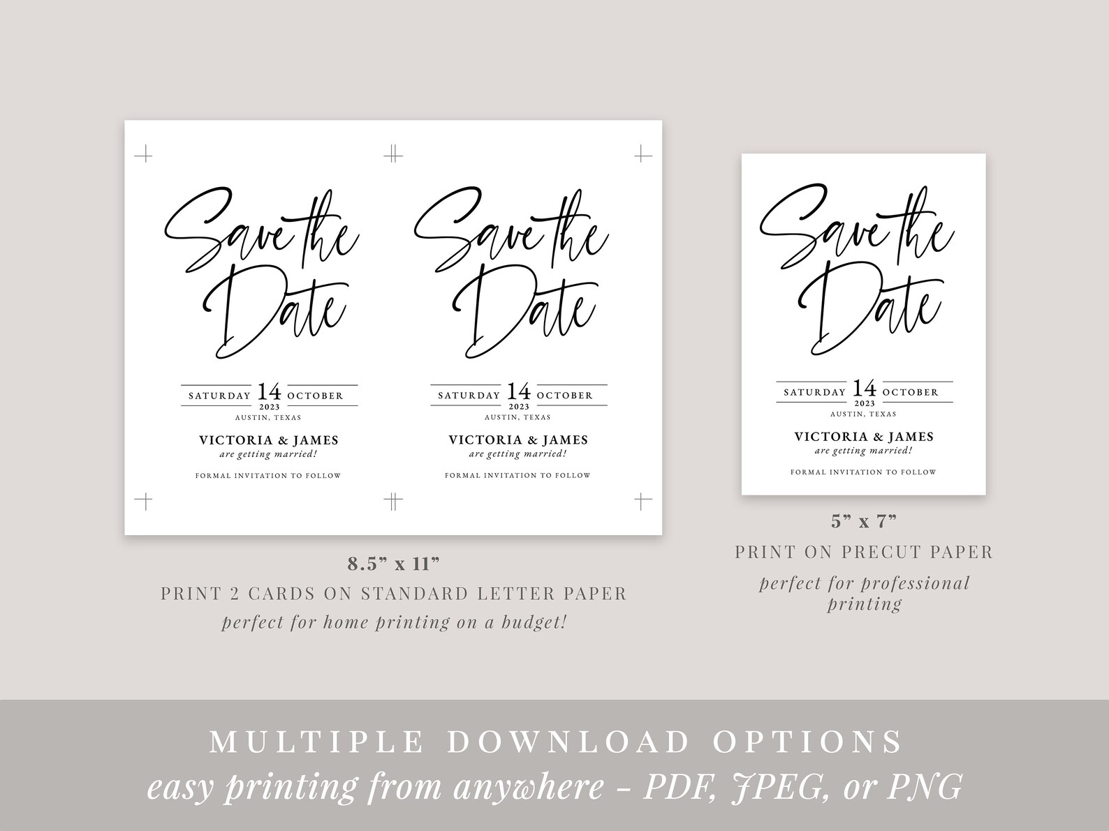 Script Save the Date Template Printable Save the Date - Etsy