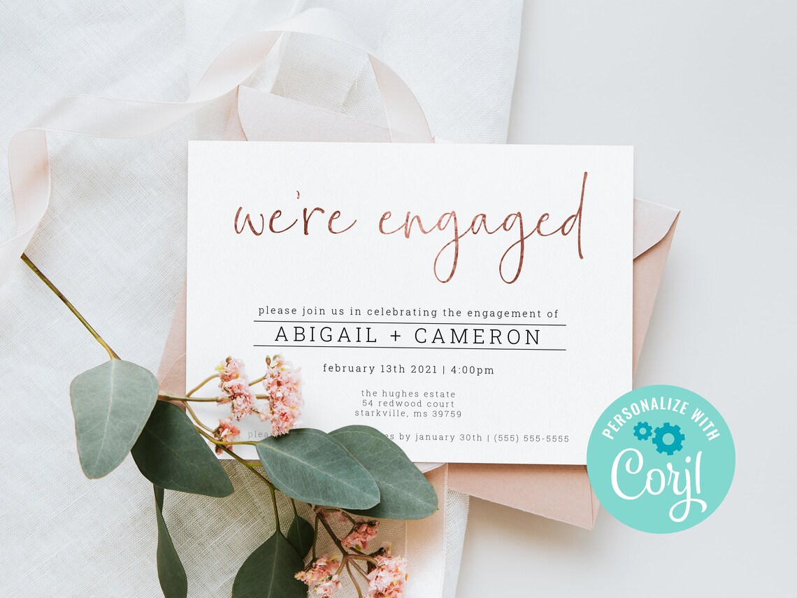 Printable Engagement Announcement We're Engaged Party | Etsy